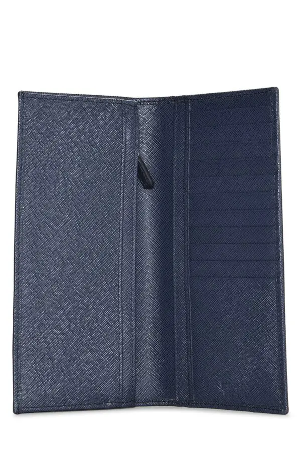 Prada Saffiano Long Wallet - Navy