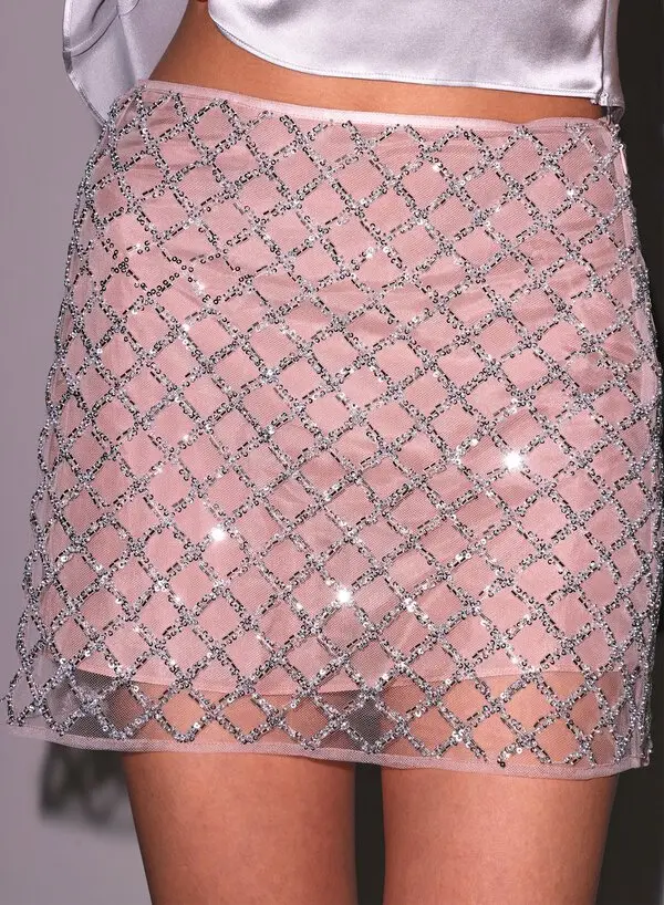FLEUR DU MAL Embellished Mini Skirt - Silver