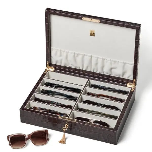 ASPINAL OF LONDON Sunglasses Storage Box In Amazon Croc - Brown