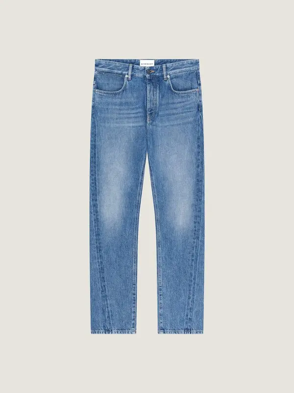 Givenchy Couture Seam Straight Fit Shadow Washed Jeans - Medium Blue
