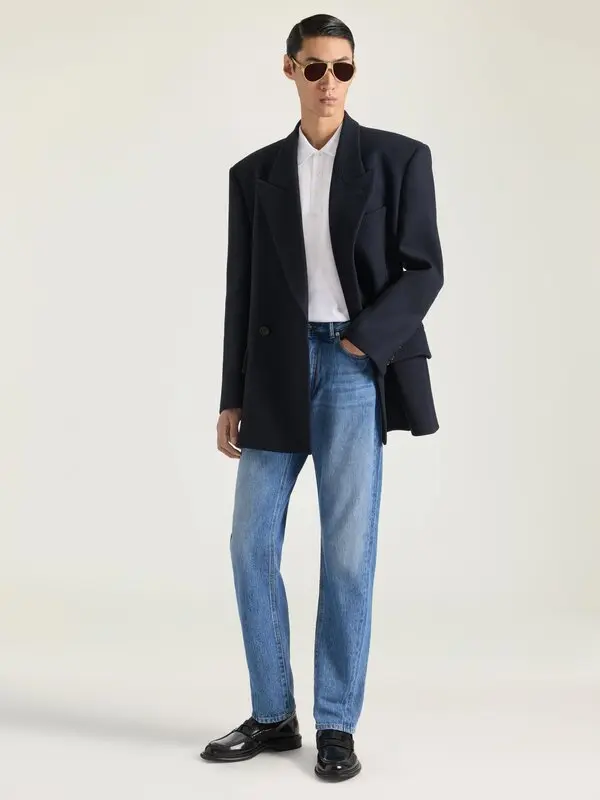 Givenchy Couture Seam Straight Fit Shadow Washed Jeans - Medium Blue