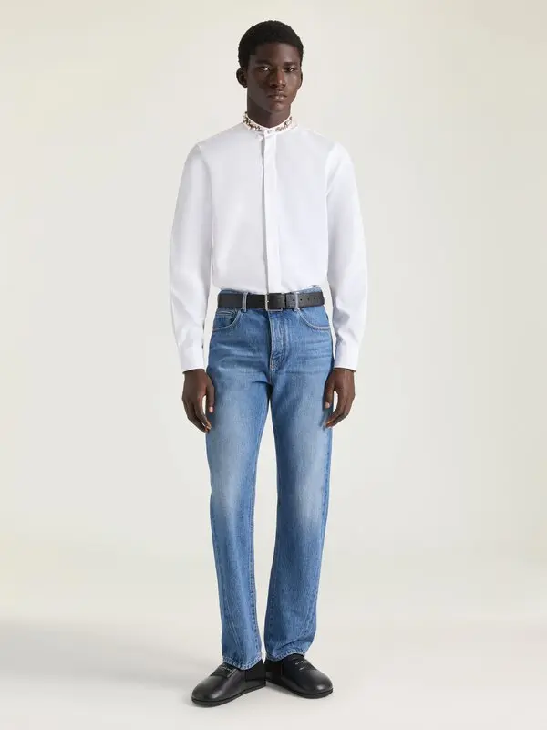 Givenchy Couture Seam Straight Fit Shadow Washed Jeans - Medium Blue