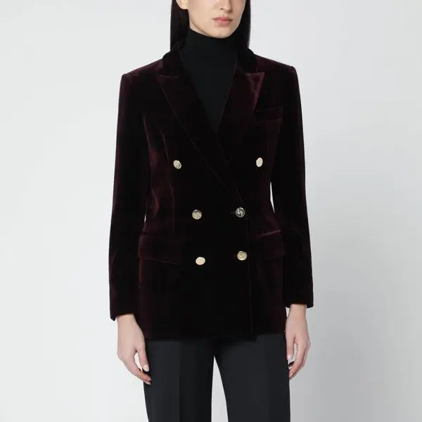 VITOVI Bordeaux Velvet Double-breasted Jacket