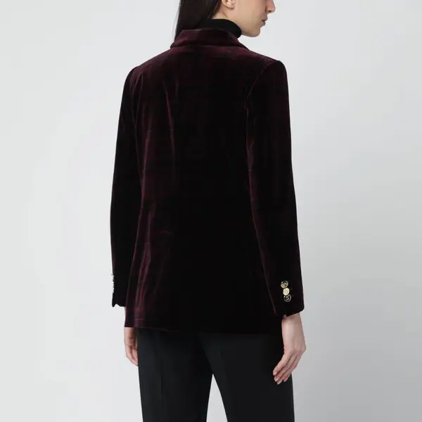 VITOVI Bordeaux Velvet Double-breasted Jacket