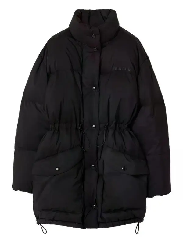 Miu Miu Technical Pongé Down Long Jacket - Black