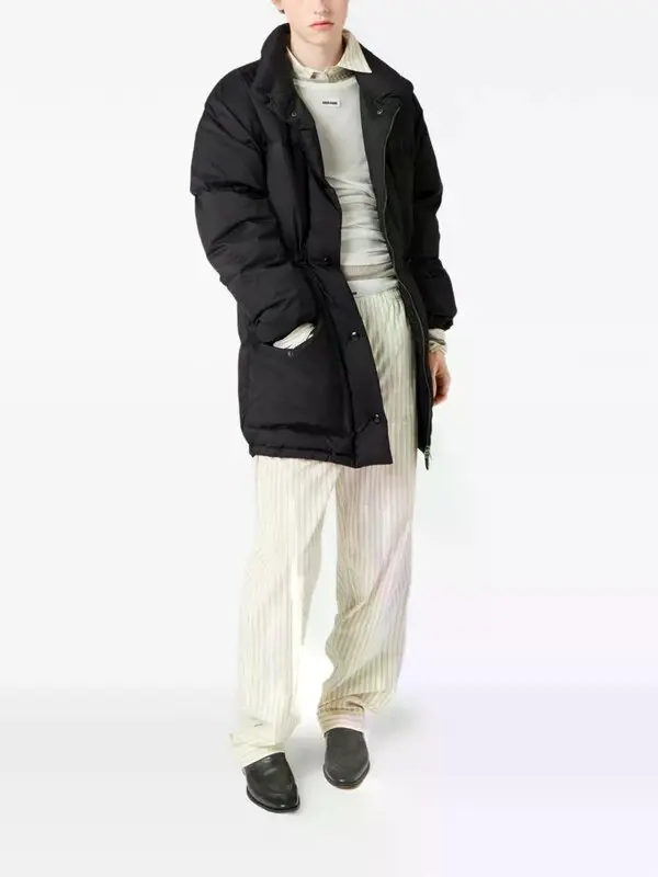 Miu Miu Technical Pongé Down Long Jacket - Black
