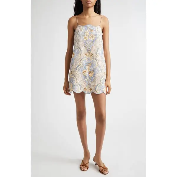 Zimmermann Daylight Scalloped Linen Minidress - Damask Denim