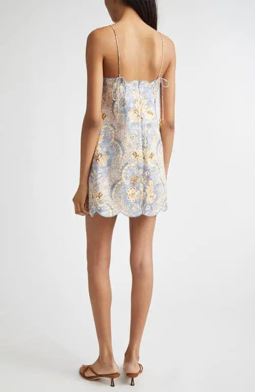 Zimmermann Daylight Scalloped Linen Minidress - Damask Denim