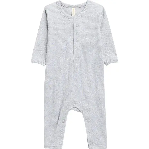 QUINCY MAE Organic Cotton Blend Rib Jumpsuit - Blue
