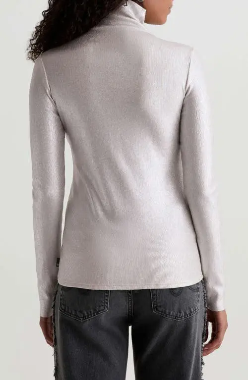 Ag Metallic Ribbed Turtleneck Sweater