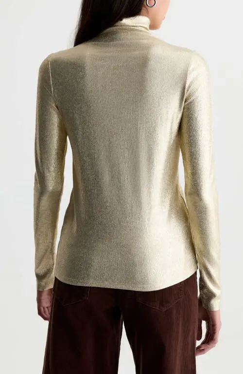Ag Chels Metallic Rib Turtleneck Sweater