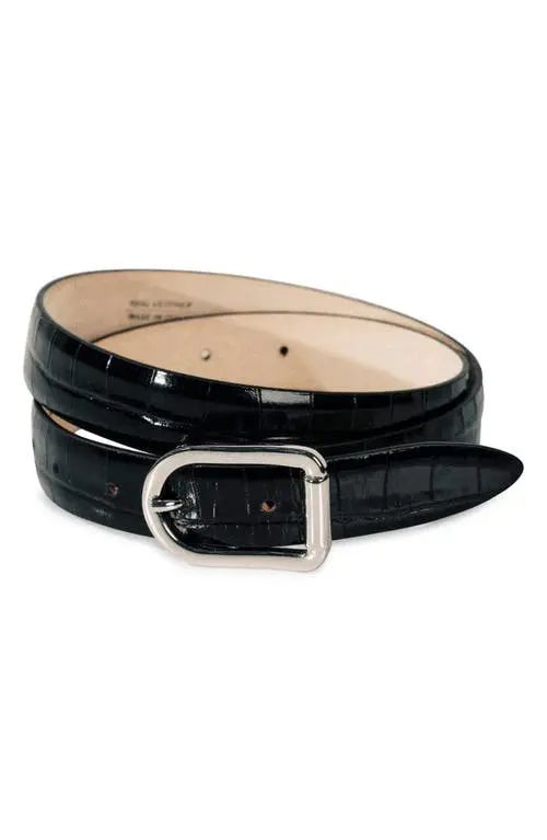 DEHANCHE Mija Croc-embossed Leather Belt - Black Croco/gold