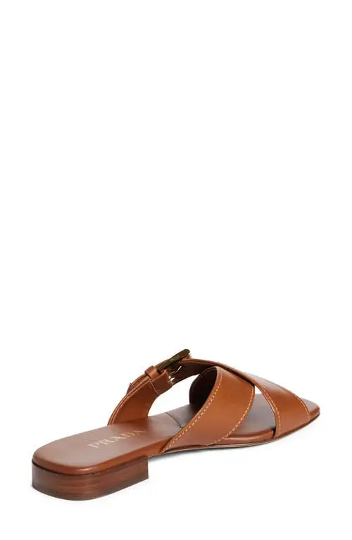 Prada Square-toe Italian-leather Sandal - Cuoio