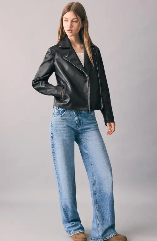 Mango Faux Leather Biker Jacket