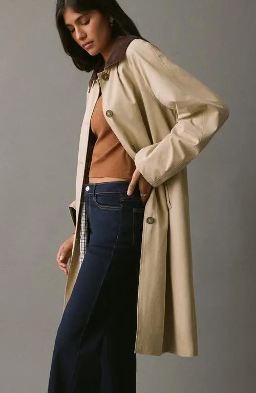 Mango Corduroy Collar Trench Coat