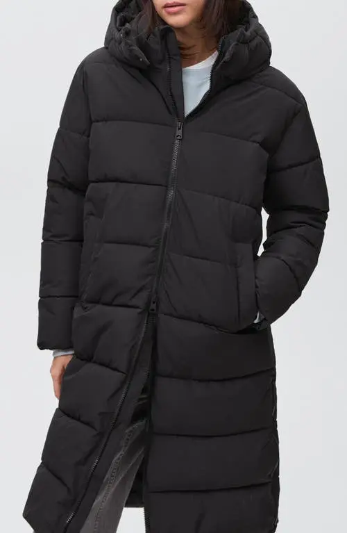 Mango Hooded Puffer Coat - Black