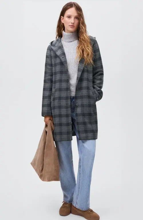 Mango Plaid Hooded Coat