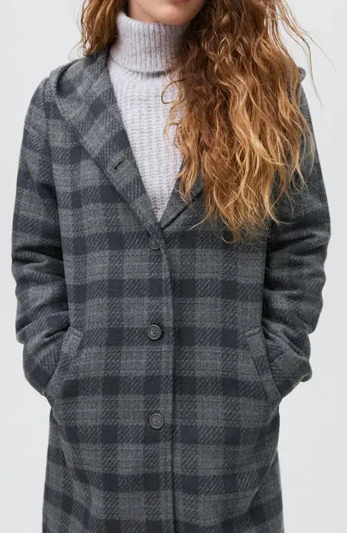 Mango Plaid Hooded Coat