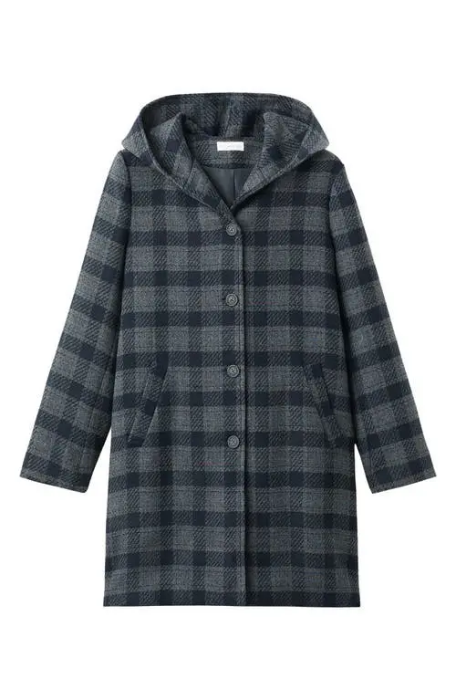 Mango Plaid Hooded Coat