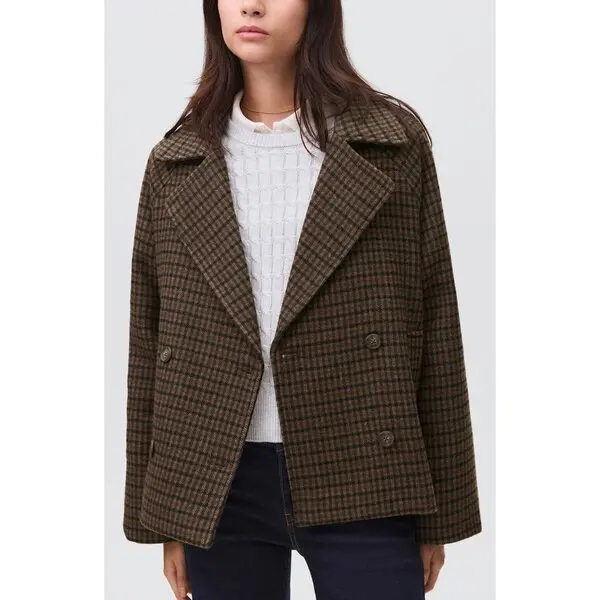 Mango Plaid Raglan Sleeve Coat