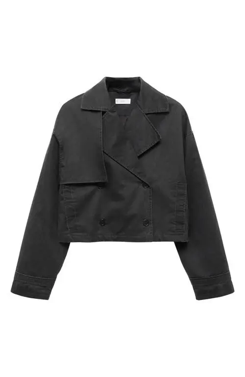 Mango Short Waxed Cotton-blend Trench Coat