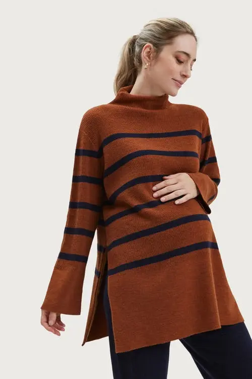 NOM MATERNITY Sarabeth Maternity & Nursing Striped Sweater