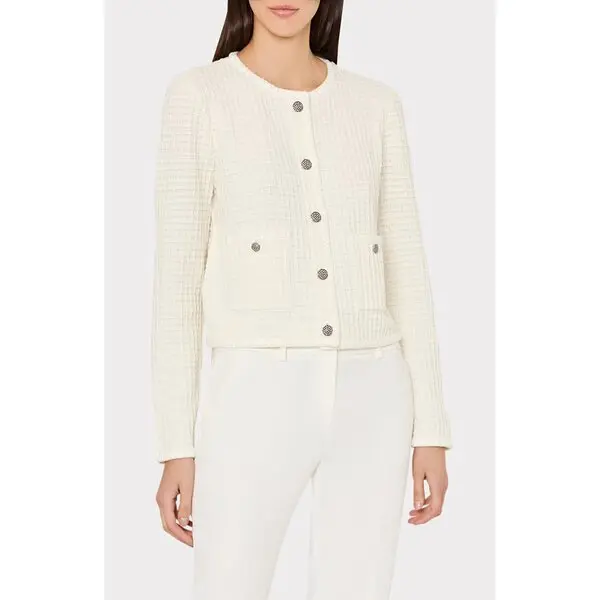 MILLY Sade Textured Cardigan - Ivory