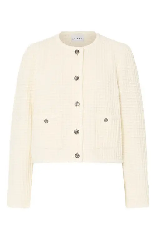 MILLY Sade Textured Cardigan - Ivory