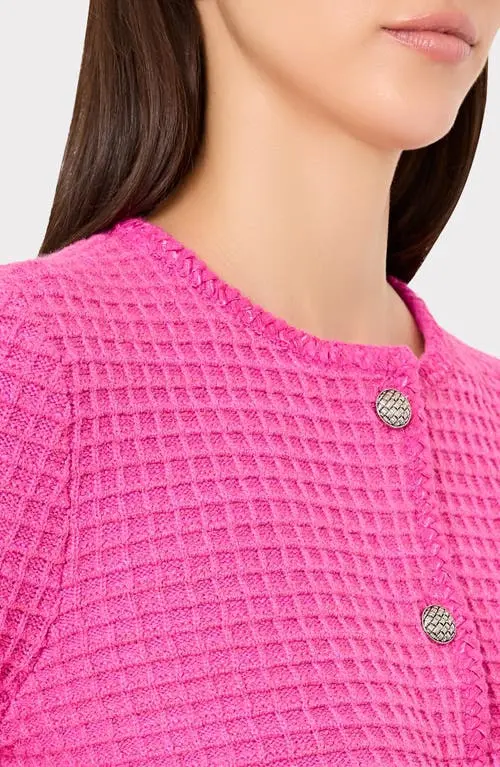 MILLY Sade Textured Cardigan - Pink