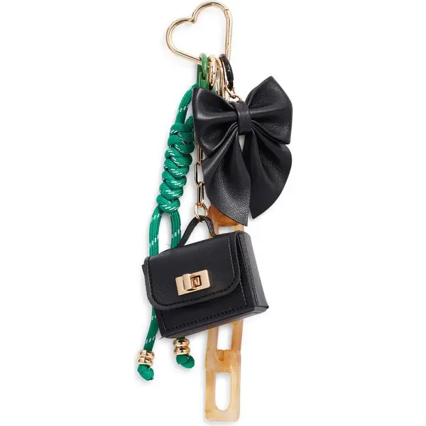 Chelsea28 Bow Faux Leather Bag Charm - Black Multi- Gold