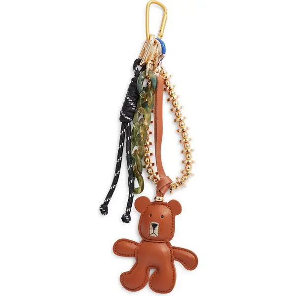 Chelsea28 Bear Beaded Faux Leather Bag Charm - Green Multi- Gold