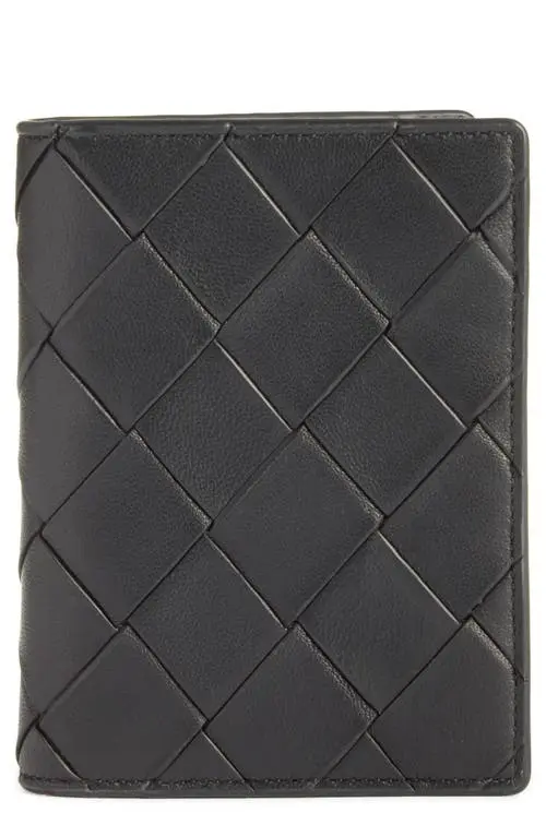 Nordstrom Woven Leather Bifold Card Case - Black