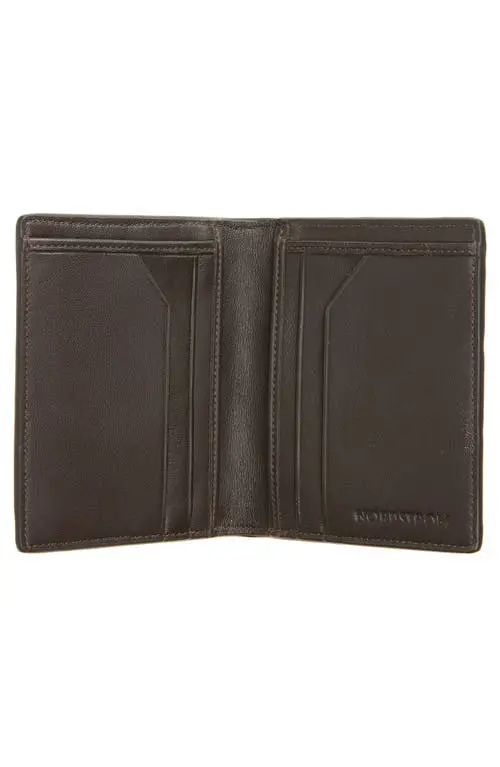 Nordstrom Woven Leather Bifold Card Case - Brown Coffee