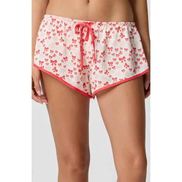 FLORENCE BY MILLS Silky Satin Sleep Shorts - Berry/bow