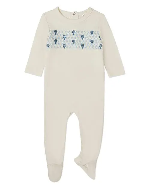 MINIMOI Hot Air Balloon Smocked Rayon Footie - Winter White