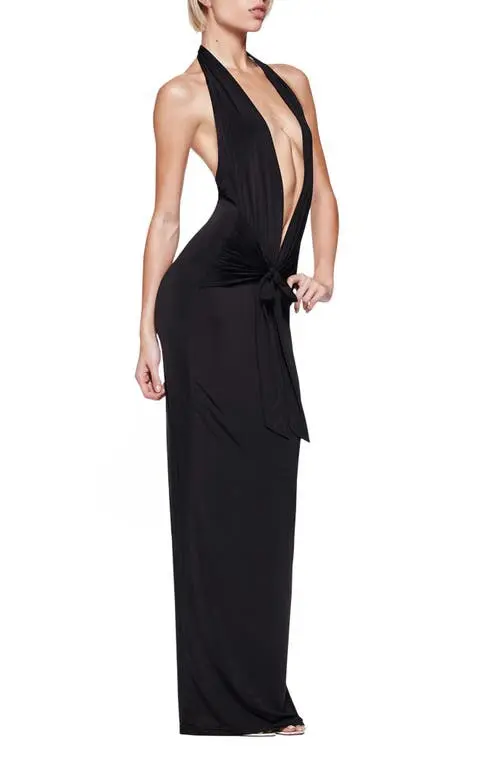 I.AM.GIA Ziva Plunge Halter Maxi Dress