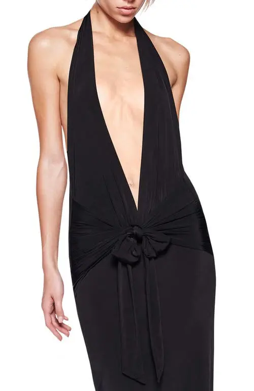 I.AM.GIA Ziva Plunge Halter Maxi Dress