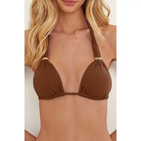 VIX PAULA HERMANNY Bia Tube Halter Bikini Top - Brown