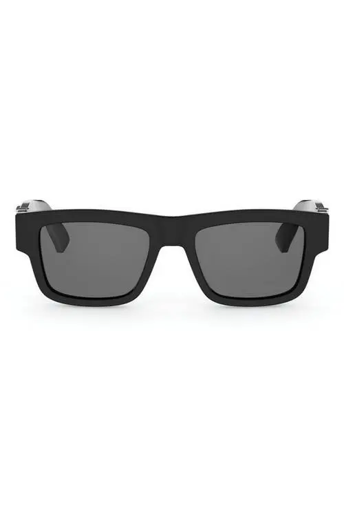 Dior Oblique S3i 52mm Rectangular Sunglasses - Shiny Black/smoke