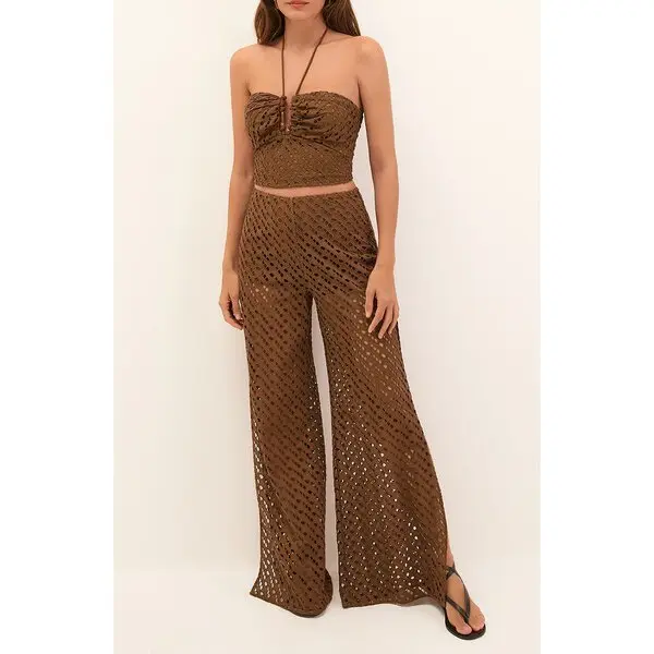 VIX PAULA HERMANNY Venice Wide-leg Cotton Cover-up Pants - Brown