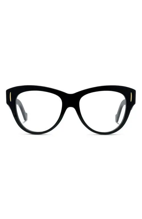 Loewe Anagram 52mm Round Optical Glasses - Shiny Black