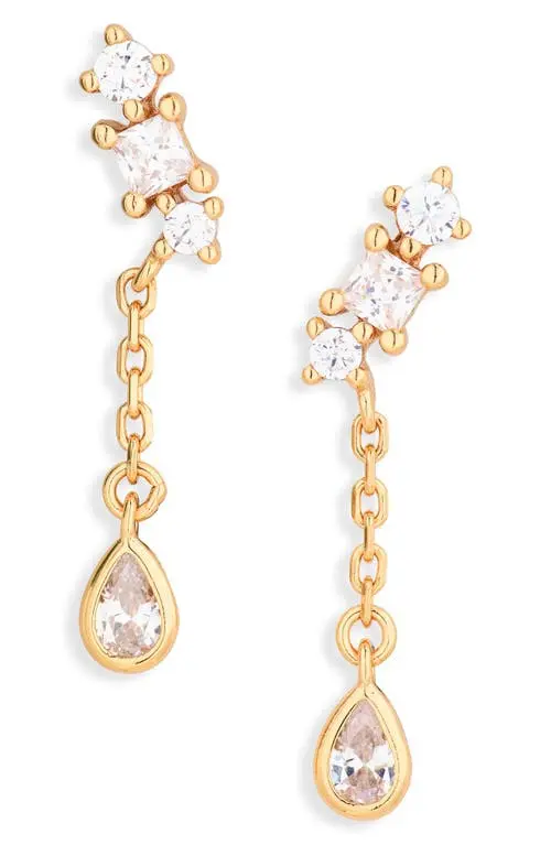 ASTRID & MIYU Pavé Cluster Chain Drop Earrings