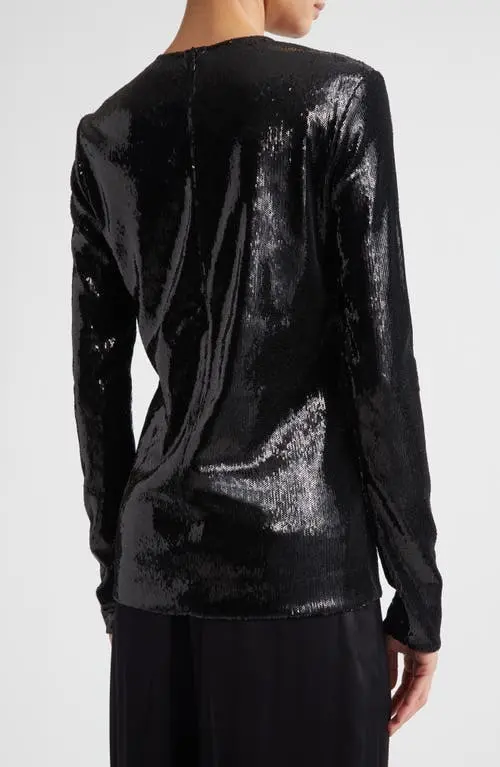 TOTEME Sequin-embellished Jersey Top - Black