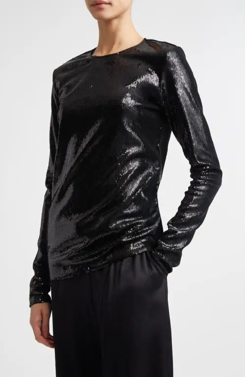 TOTEME Sequin-embellished Jersey Top - Black