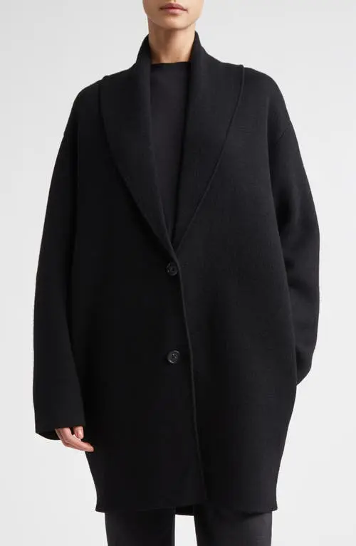 TOTEME Belted Shawl Collar Wool Cardigan - Black