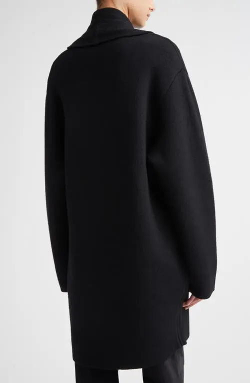 TOTEME Belted Shawl Collar Wool Cardigan - Black