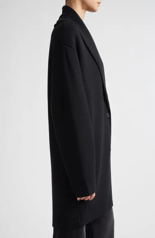 TOTEME Belted Shawl Collar Wool Cardigan - Black