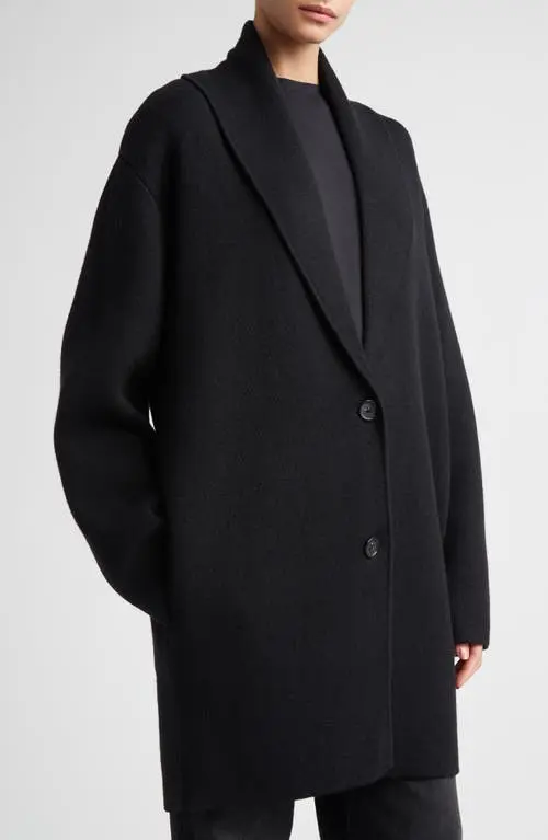 TOTEME Belted Shawl Collar Wool Cardigan - Black