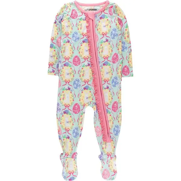 RUFFLEBUTTS Softsnooze One-piece Footie Pajama - Bunnies In Bloom