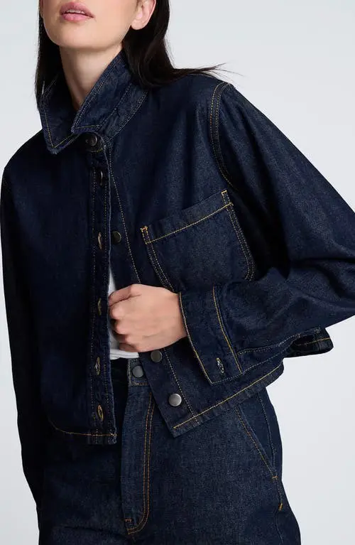 KENNETH COLE Crop Stretch Denim Shacket